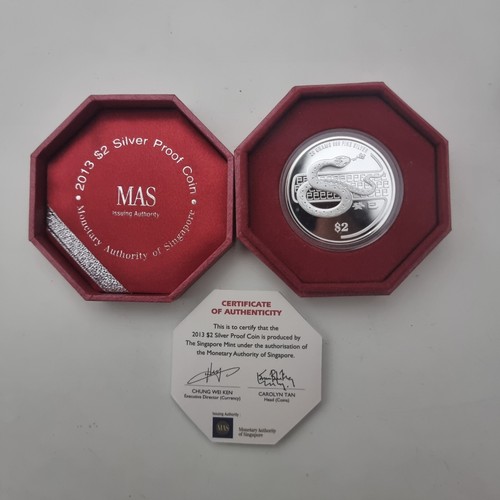 Singapore Year Of The Snake 2013 999 Fine Silver $2 SGD Proof Coin ...