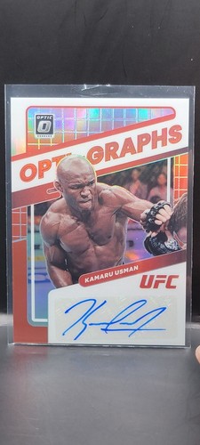 Kamaru Usman 2022 Donruss Optic UFC Red Prizm Opti-Graphs Auto SP 45/49 ...