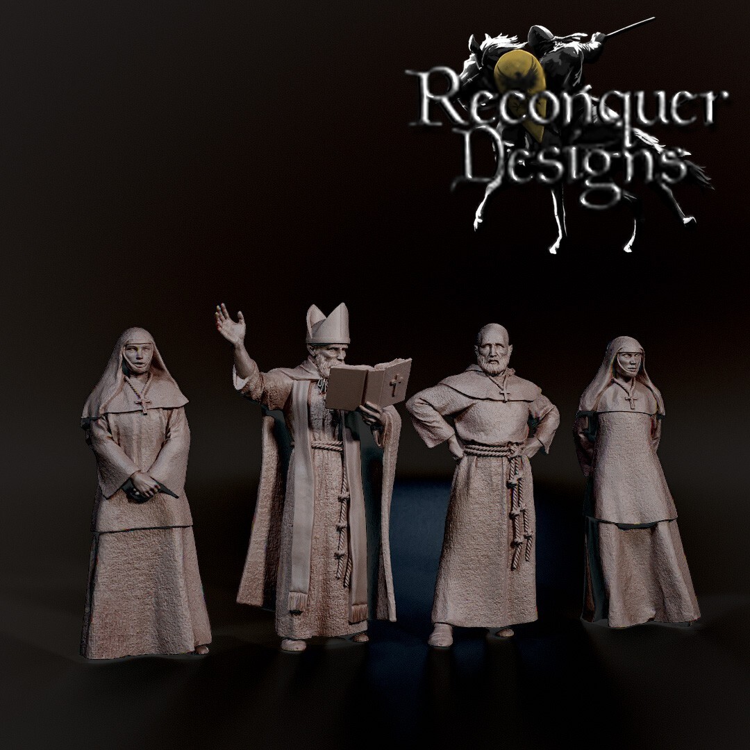 Reconquer Designs Miniatures Medieval Clergy Bishop Priest Nuns ...