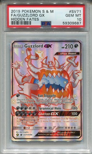 Pokemon Sun & Moon Hidden Fates Shiny Vault Card SV71 Guzzlord PSA 10 ...