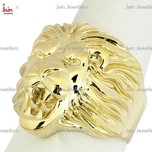 18 Kt, 22 Kt Hallmark Stamped Real Solid Yellow Gold Lion Signet Men's ...