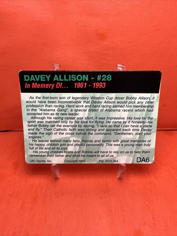 1993 Action Packed Davey Allison Complete 6 Card Set DA1-DA6 NM | eBay