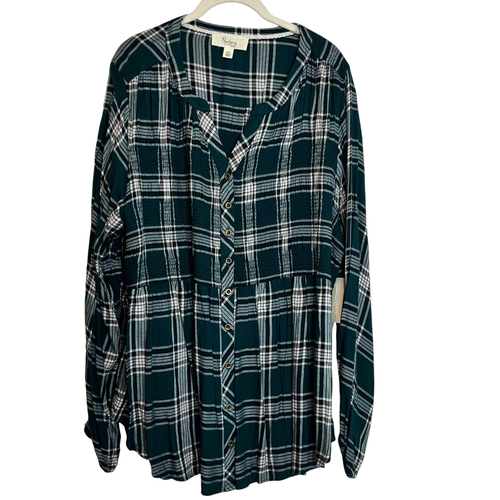 Nurture by Westbound Plus Size Woven Long Sleeve Blouse 2X Button Front ...