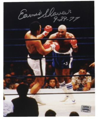 Ernie Shavers SIGNED 8x10 Color Photo versus Ali w/ date inscript ...