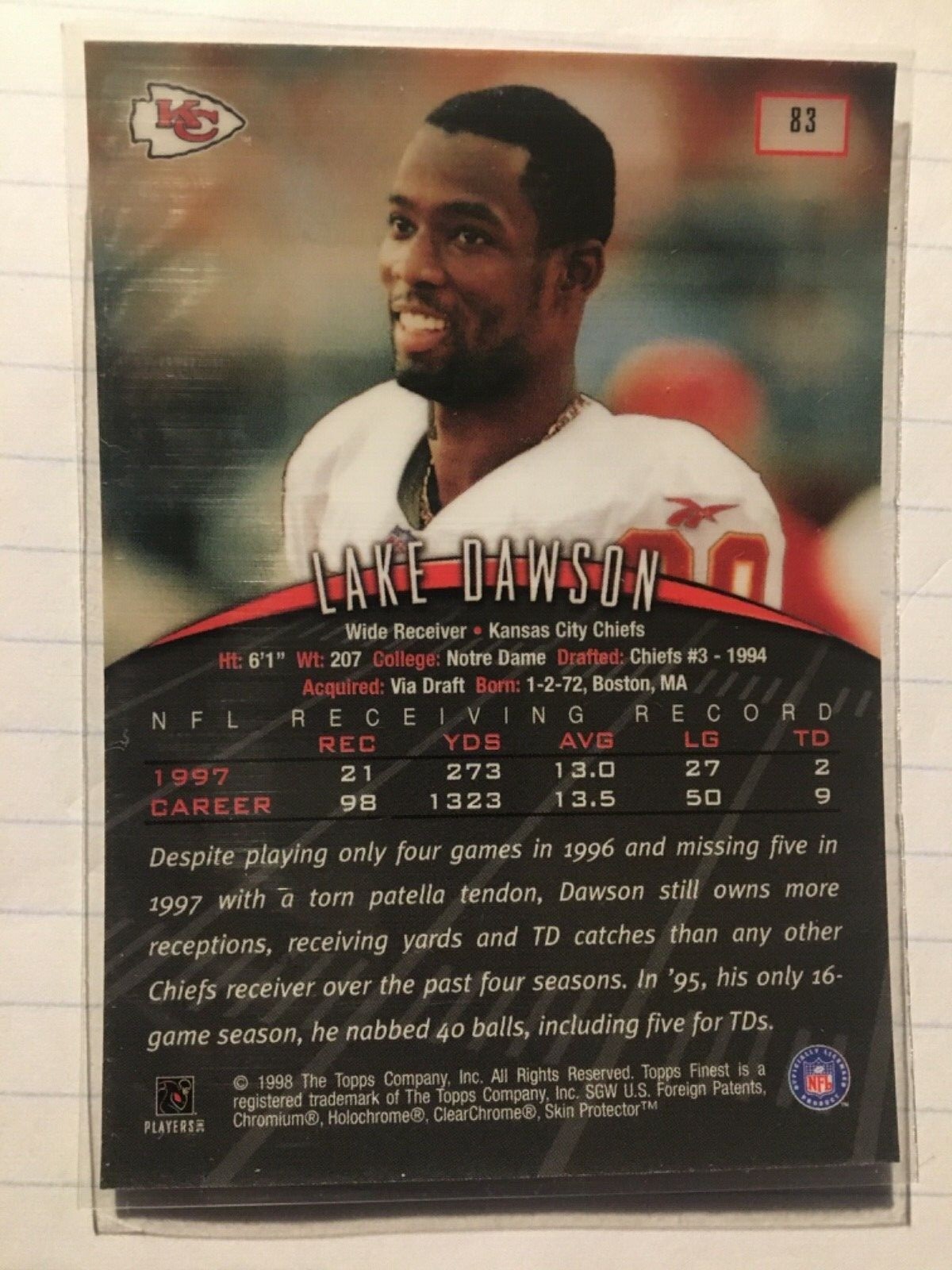 1998 Topps Finest - Lake Dawson #83 for sale online | eBay