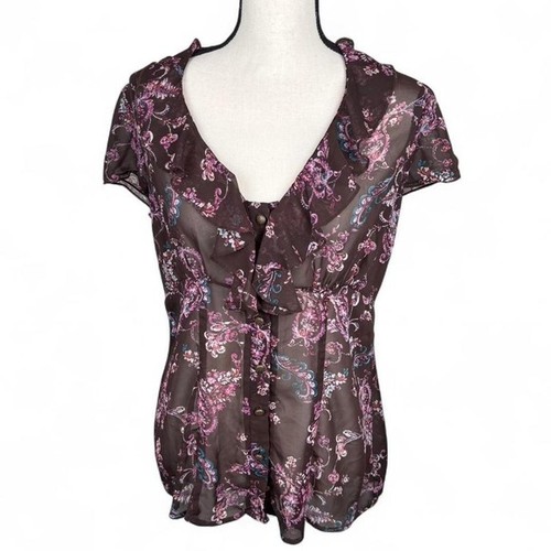 Maurices Sheer Floral Ruffle Blouse | eBay UK