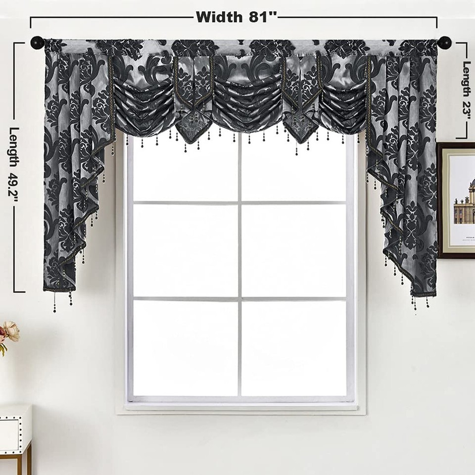 NAPEARL Jabot Curtains Valances and Swags-European Style Kitchen Window ...