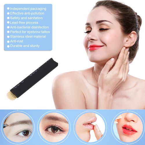 10Pcs/Set Disposable Microblading Eyebrow Eye Lip Blade Manual Needle ...