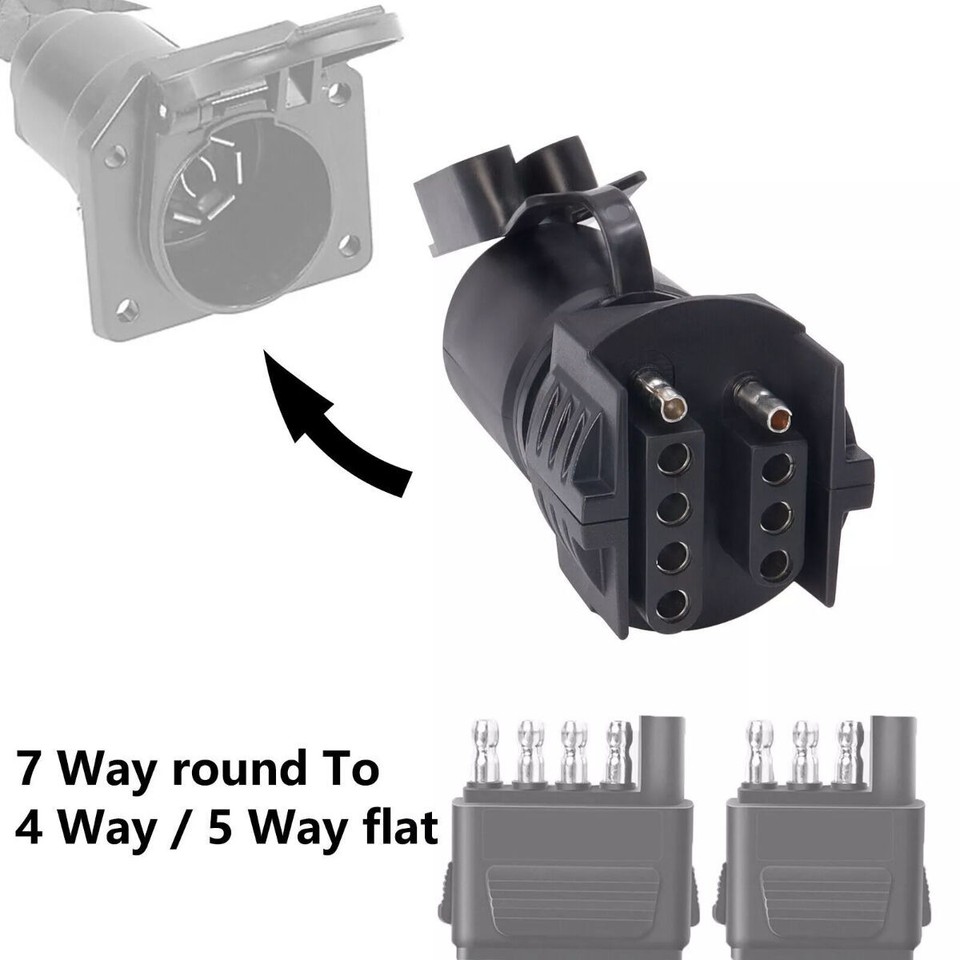 7 Way Round to 4/5 Pins Flat Trailer Wiring Plug Adapter for Truck RV ...
