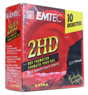 EMTEC 10 floppy disk 2HD DOS 3.5/90mm NUOVI (Rif#M-106) | eBay