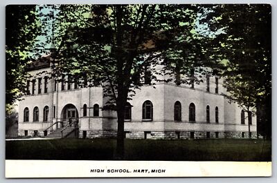 Hart Michigan~High School Building~Trees in Front~c1910 Postcard | eBay