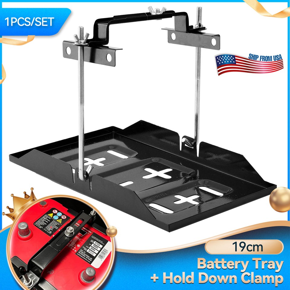 Adjustable Car Battery Tray+ Hold Battery Storage Holder Down Clamp ...