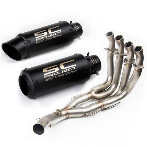 For Yamaha R6 2006-2016 Full System Exhaust Tips Black Muffler Front ...