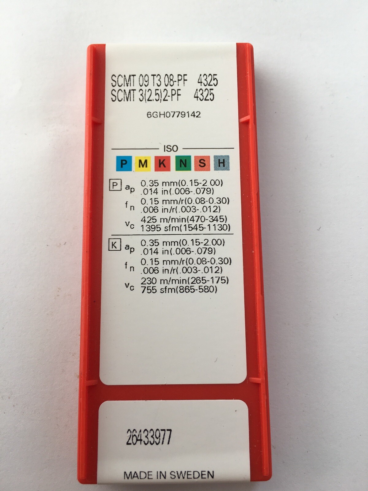 SCMT 09T308-PF 4325 Sandvik Carbide Inserts | eBay