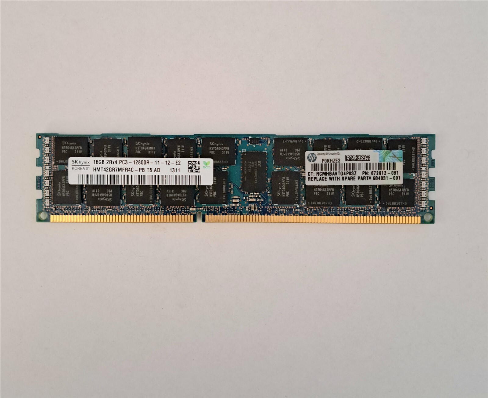 Lot of 8 x SK Hynix 16GB PC3-12800R Registered ECC Memory P/N 672612 ...