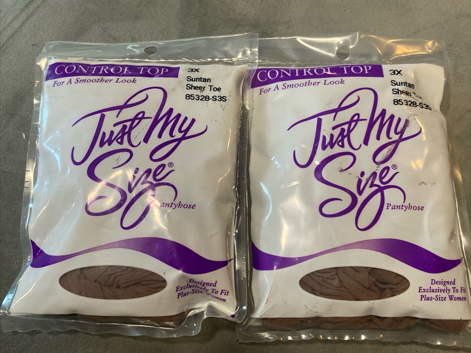 Lot of 2 Leggs Just My Size Pantyhose 3X SUNTAN Control Top Sheer Toe ...