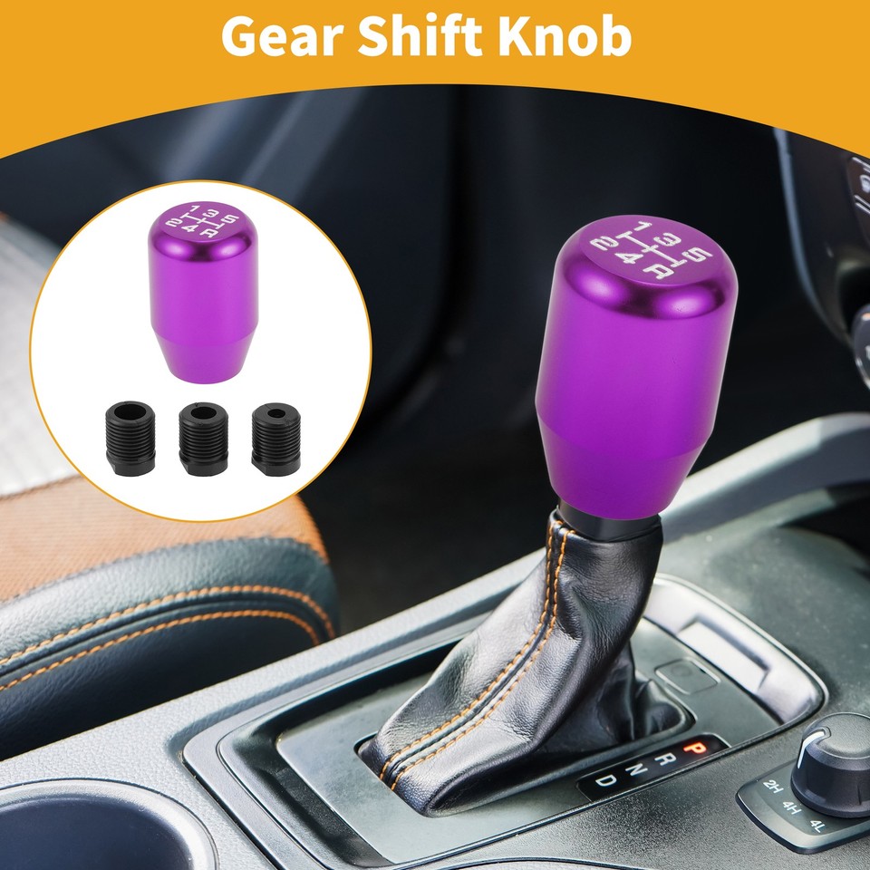 6cm 5 Speed Manual Shift Knob with 3 Adapter Aluminum Alloy Purple ...