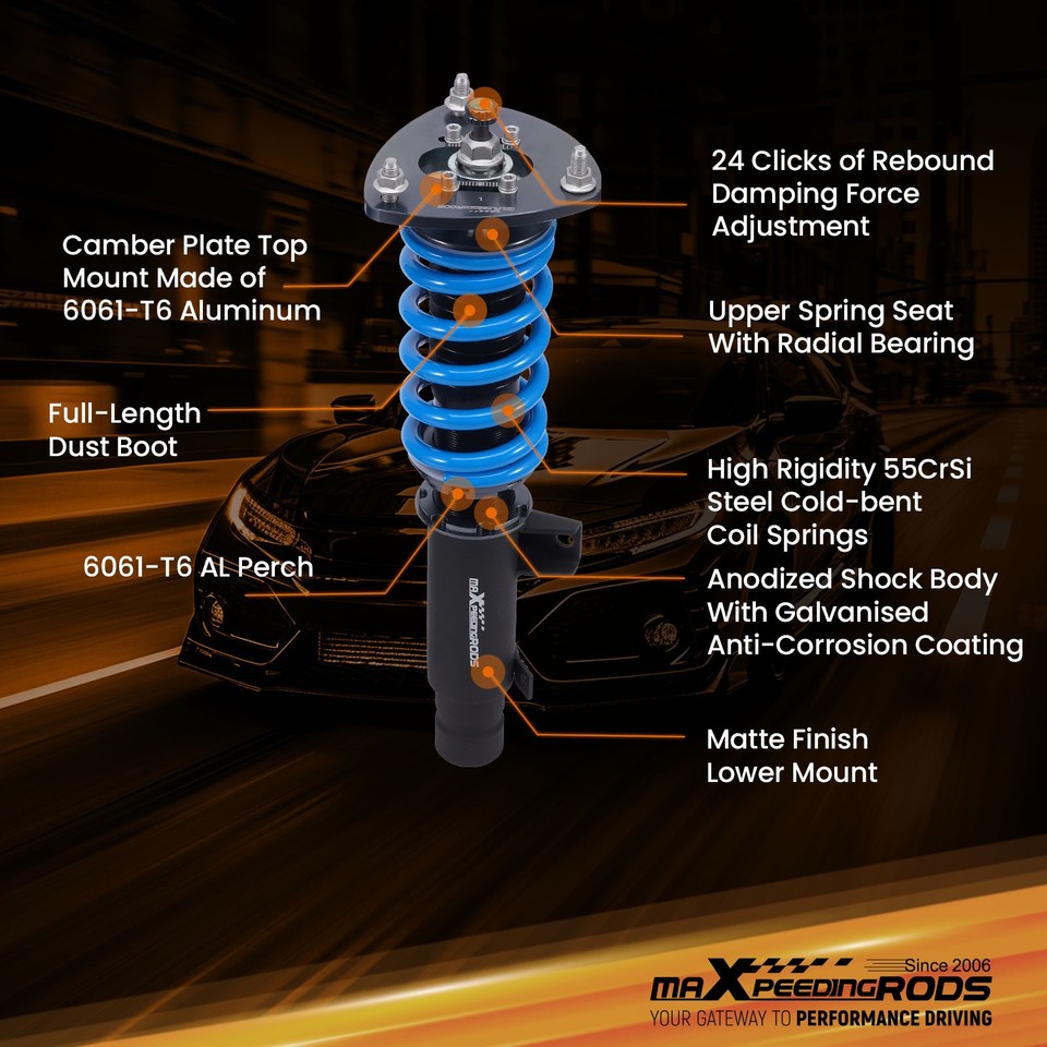 24 Step Damper Coilovers Struts Absorbers For Honda Accord 13-17 Acura ...