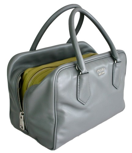 PRADA Leather INSIDE BAG Shoulder Handbag - 1BB010 - Grey Green NEW | eBay