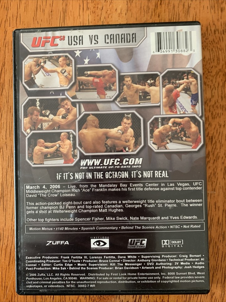 UFC 58 - USA vs. Canada (DVD, 2006) 634991308823| eBay