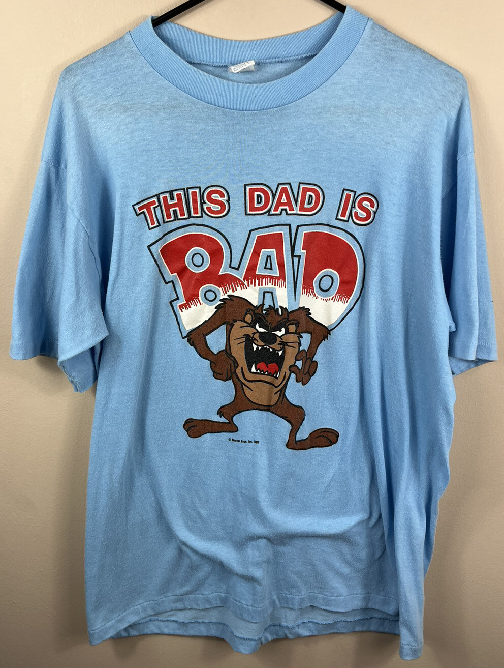 Vintage 80s Looney Tunes Taz Bad Dad Cartoon TShirt Paper Thin Single ...