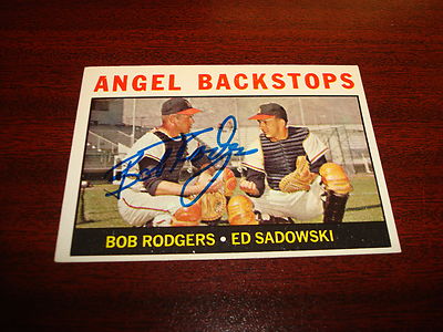1964 TOPPS #61 ANGEL BACKSTOPS BOB RODGERS ANGELS SIGNED AUTOGRAPH CARD ...