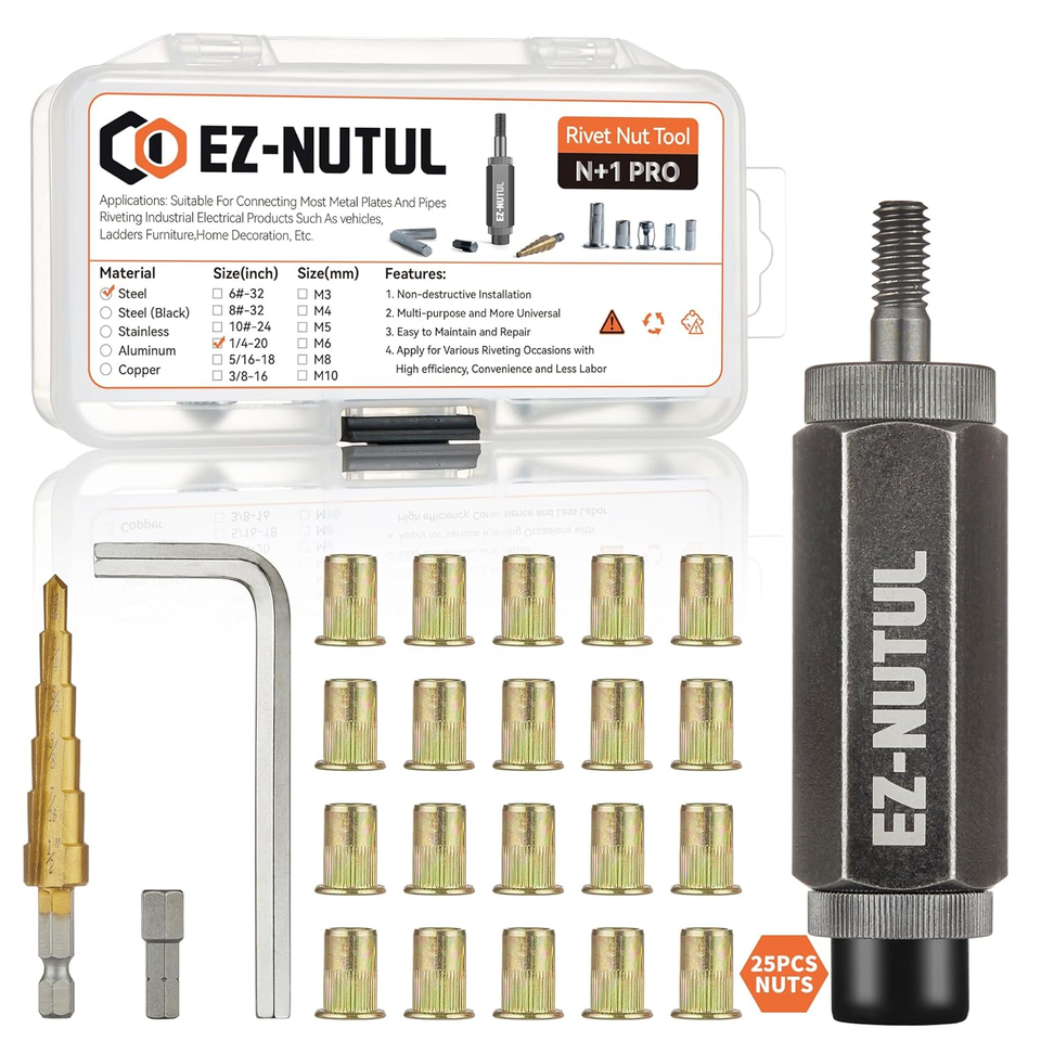 Rivet Nut Installation Tool Set Flat Head Rivnut Threaded Insert Nut ...