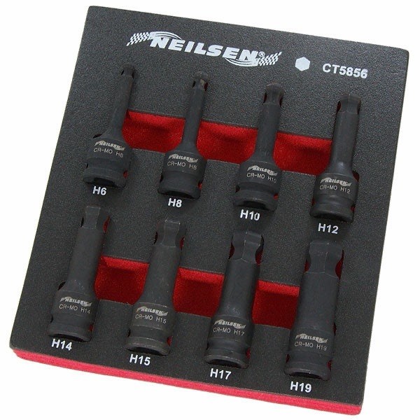 Ball End Impact Allen Key Hex Bit Socket Set H6 - H19 Bits 8pc 1/2 ...