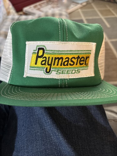 Vintage Paymaster ACCO Seed Trucker Hat Snapback Cap USA Farm Patch ...