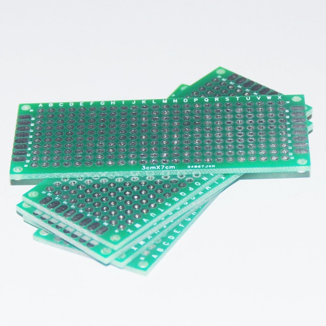10pcs 3X7CM PCB Prototype Board Protoboard Stripboard Double Perfboard ...