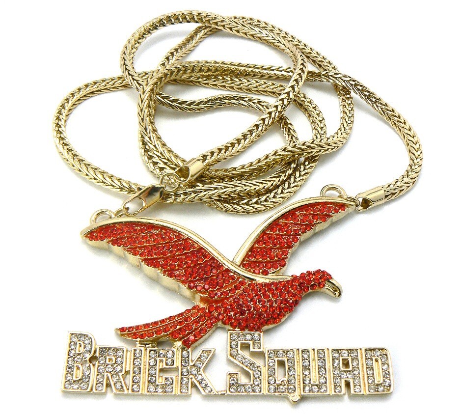 ICE BLING BRICK SQUAD PENDANT WITH 4mm 30" FRANCO CHAIN | eBay