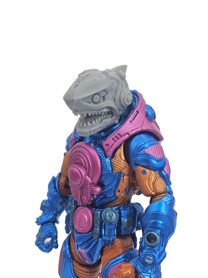 Custom 3d Cyborg Shark Headsculpt For Mythic Cosmic Legions 1/12 Scale ...