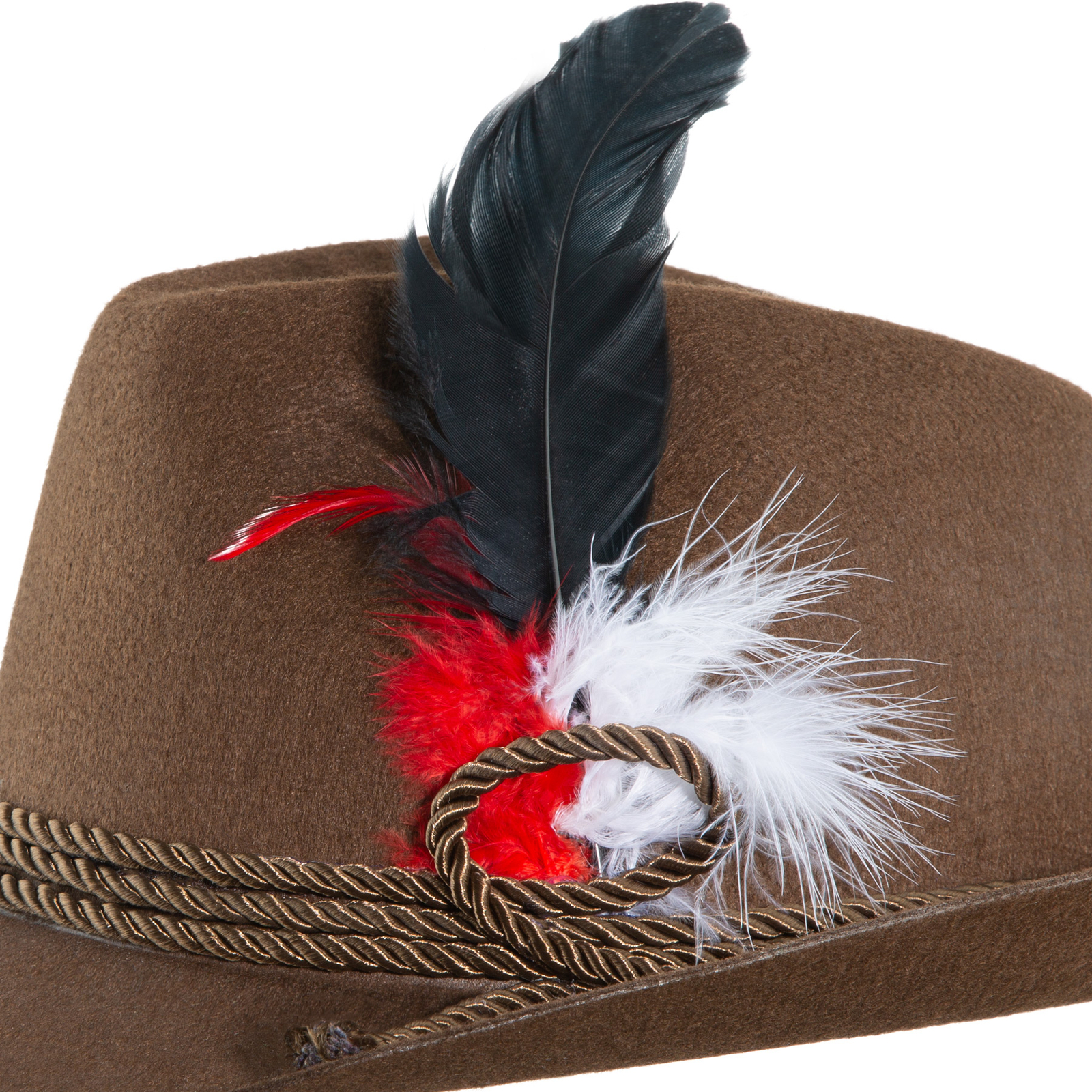 German Hat With Feather Costume Accessories Brown Unisex Bavarian ...