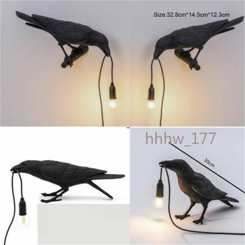 Raven Table Lamp Wall Sconce Light Novelty Bird Resin Crow Bedside ...