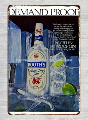 1979 Demand Proof Booth's 90 Proof Gin metal tin sign metal logo signs ...