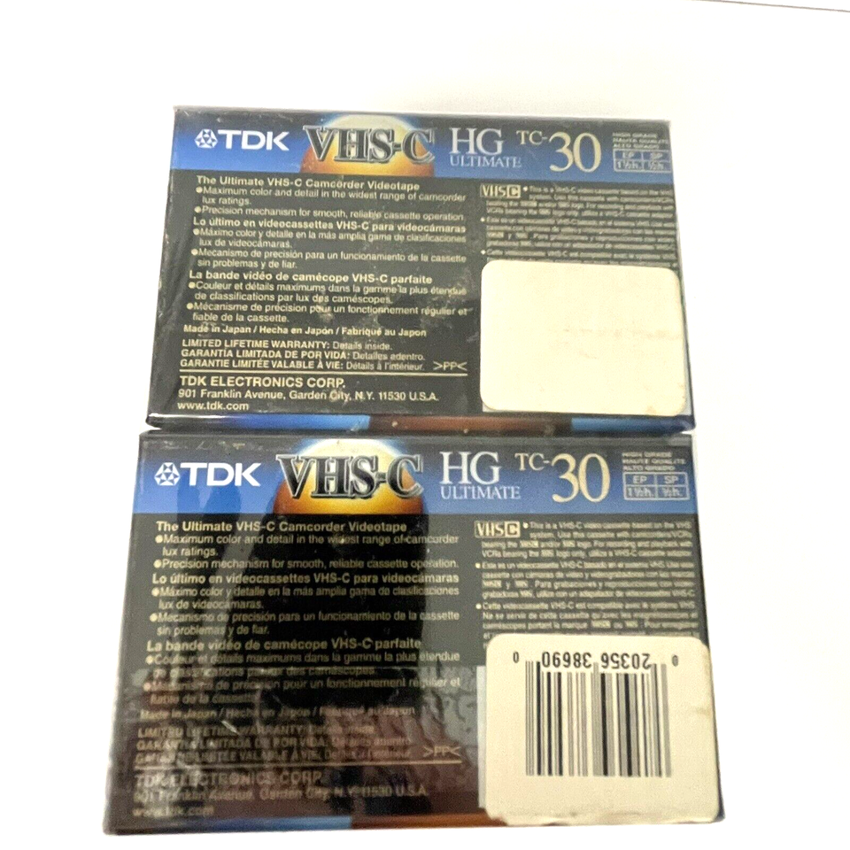 TDK TC-30 VHS-C Camcorder Videotape HG Ultimate Lot of 6 tapes. NEW ...