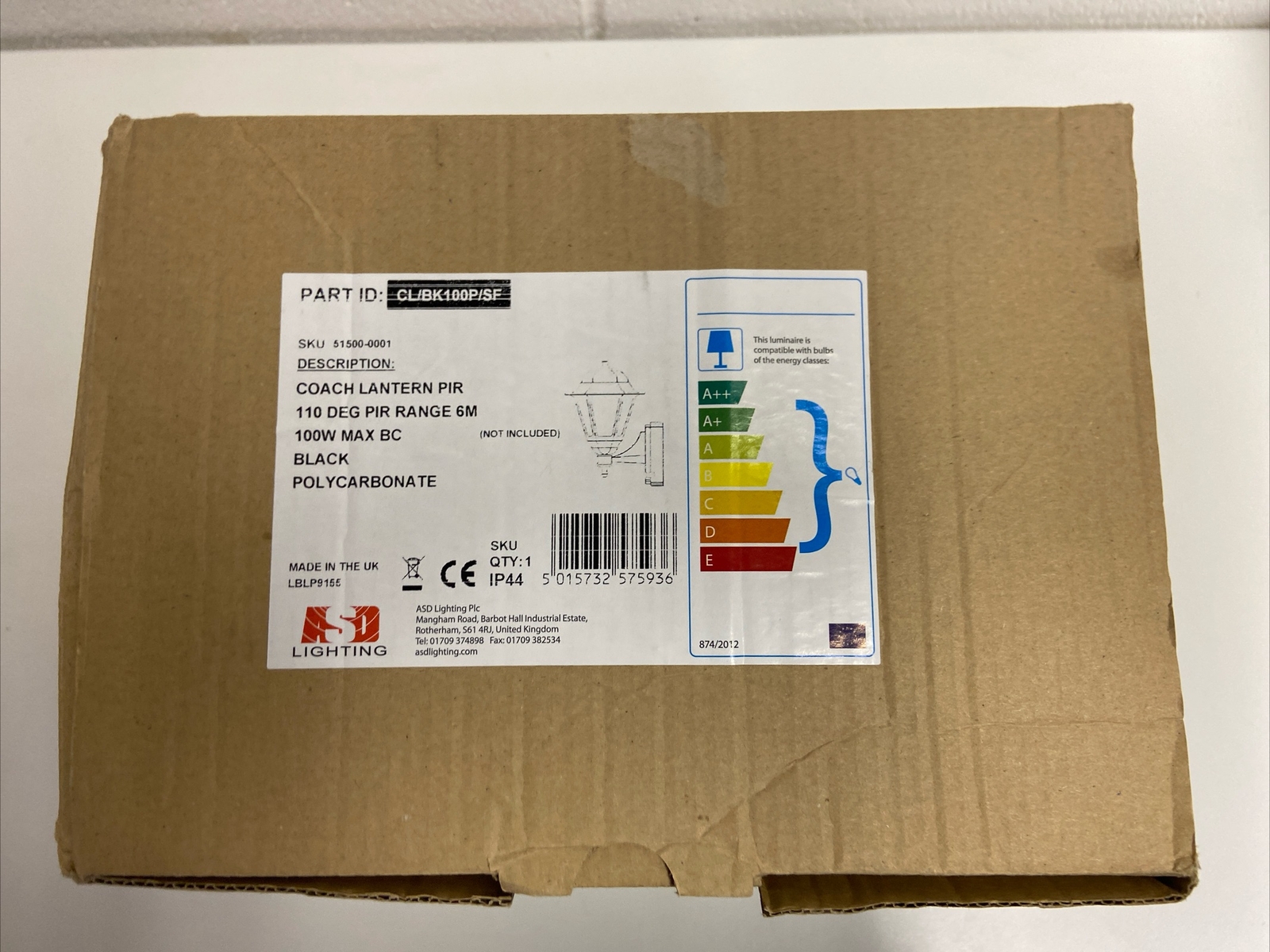 ASD BC 100W Coach Lantern with PIR - Black (CL/BK100P) for sale online ...