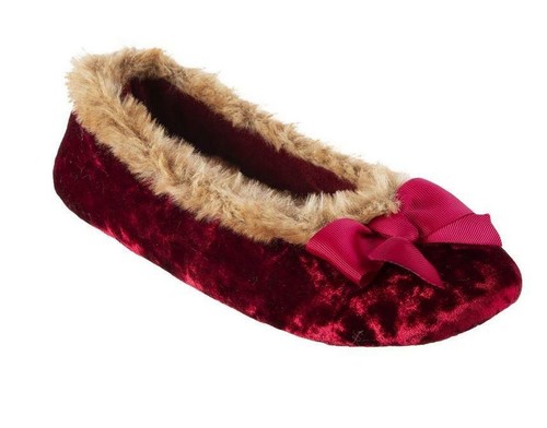 Ladies Isotoner Irradescent SOFT VELOUR Ballet Style Slippers Soft Sole ...