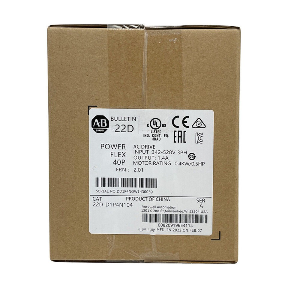 New Allen-Bradley 22D-D1P4N104 PowerFlex 40 0.4kW 0.5Hp AC Drive AB ...