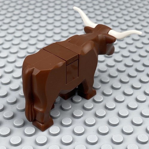 LEGO Longhorn Cow Minifigure Reddish Brown Farm Animal City Town ...