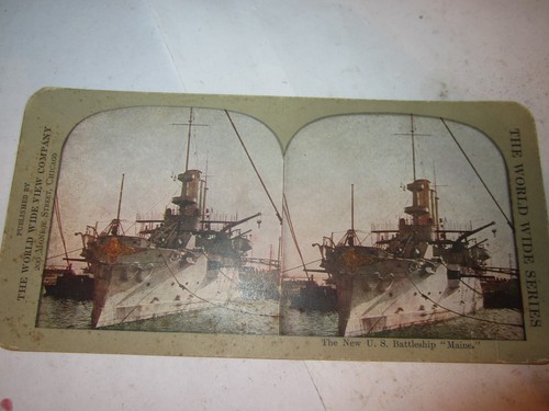 STEREOGRAPH STEREOVIEW RARE ORIGINAL THE NEW U. S. BATTLESHIP MAINE ...