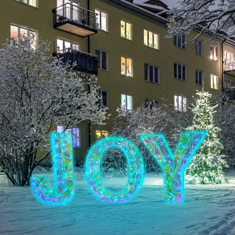 3 Pcs LED Lighted JOY Sign Christmas Holiday Decor Light Up Sign for ...