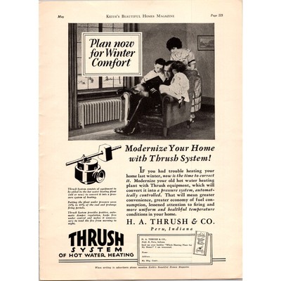 Thrush System Of Hot Water Heating HA Thrush & Co 1929 Magazine ...
