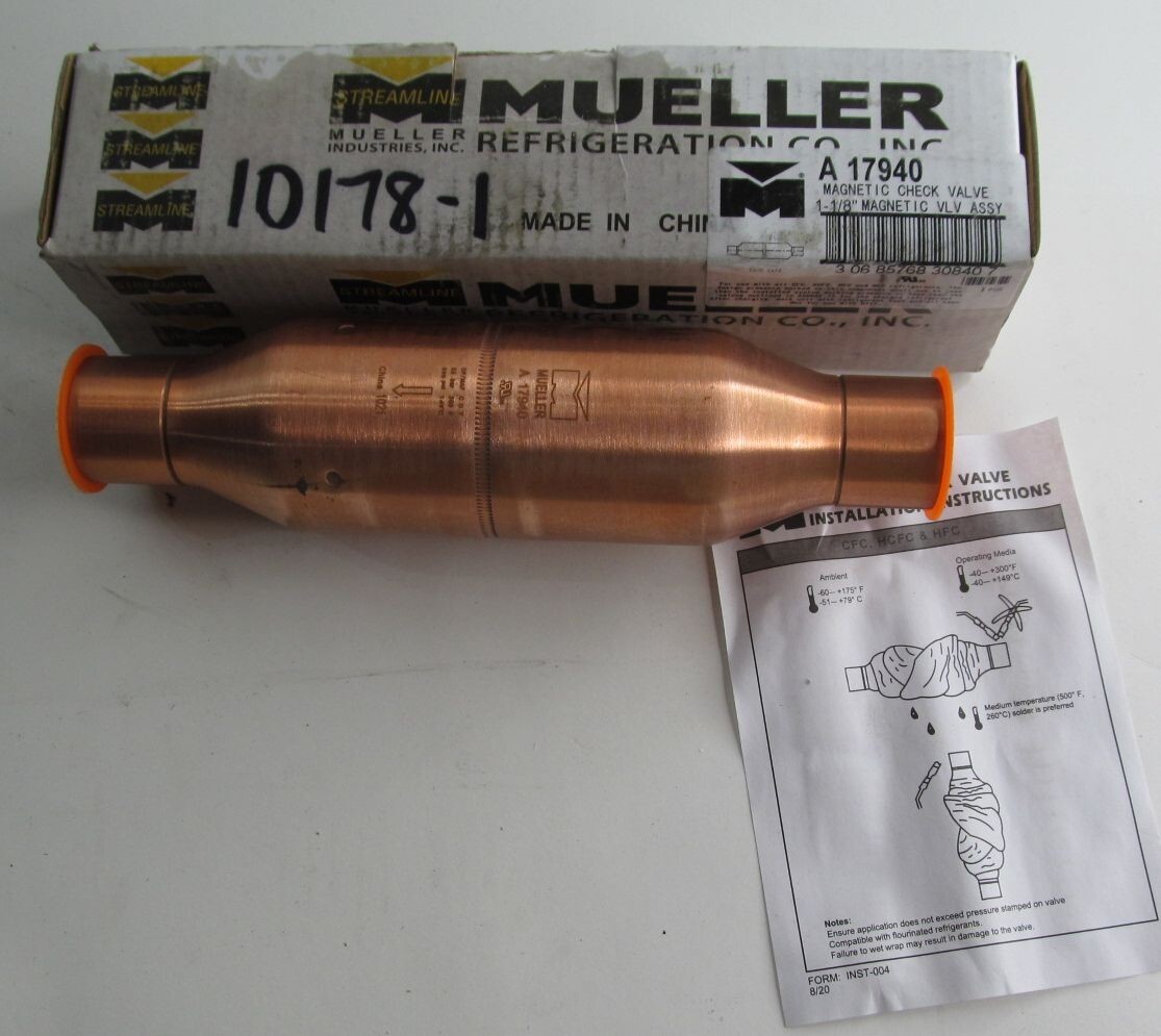 NEW STREAMLINE MUELLER REFRIGERATION A 17940 1-1/8 MAGNETIC CHECK VALVE ...