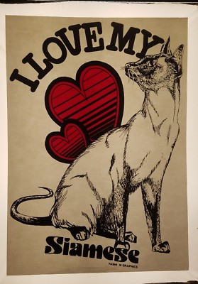 Vintage Iron On T-Shirt Transfer: I LOVE MY SIAMESE CAT | eBay