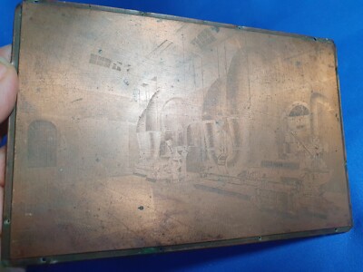 Vintage Copper Print/Photographic Plate of an Industrial Factory Scene ...