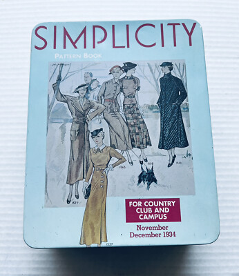 Vintage REPRO Simplicity Pattern Book Box Tin For Country Club And ...