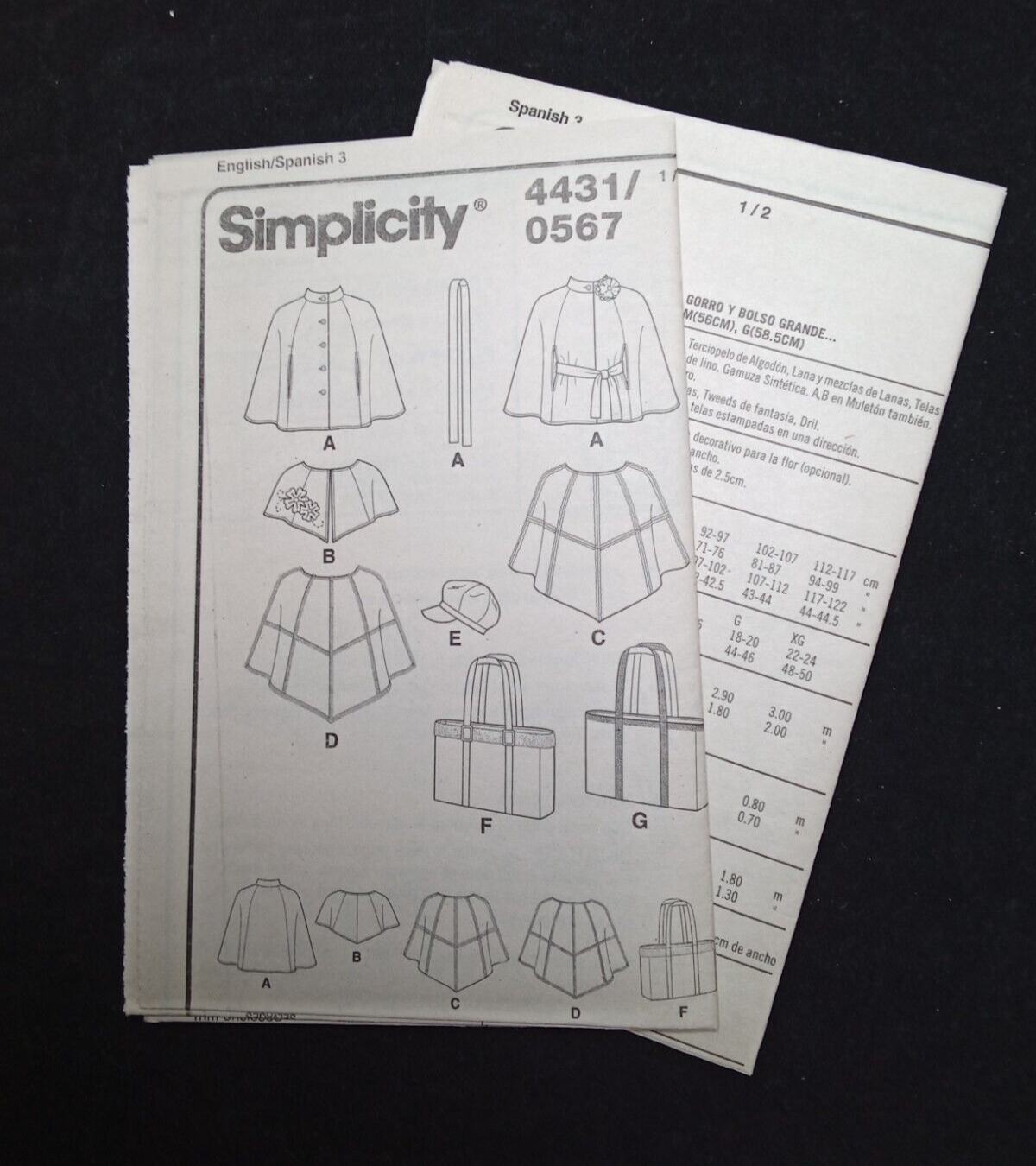 SIMPLICITY UNCUT Pattern 4431 Size XS-XL Misses Poncho Cape Capelet ...