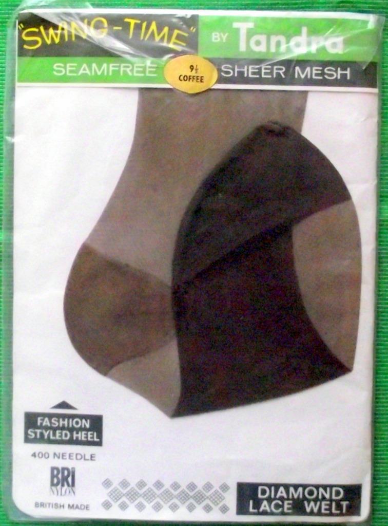 Tandra Sheer Reinforced Heel Toe RHT VINTAGE Stockings Medium 9.5 ...