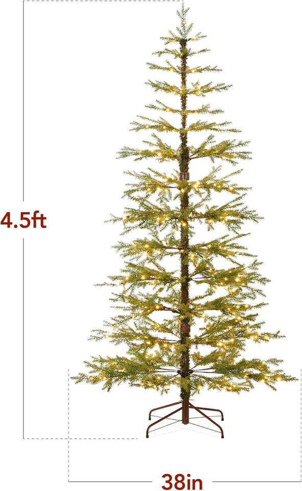 Pre-Lit Sparse Christmas Tree 4.5Ft Artificial Pine Holiday Décor Aspen ...
